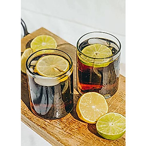EMPORION Set of 6 Hand-Blown Clear Tumbler (10 oz) Glasses from Mexico - Rustic & Handcrafted Recycled Bubble Glass Drinking Glassware