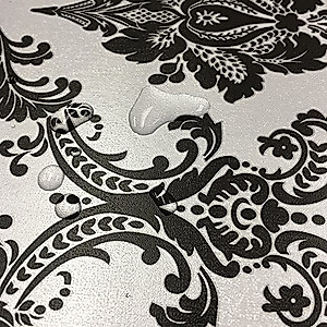 Yifely Retro Black Damask Furniture Paper Self-Adhesive Shelf Liner Light Grey Table Dresser Decor Sticker 17.7 Inch by 9.8 Feet