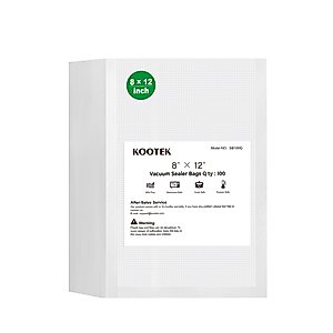 Kootek Vacuum Sealer Bags for Food, 100 Quart 8" x 12" Vacuum Seal Bags, Commercial Grade, BPA Free, Pre Cut Freezer Bags for Food Storage, Meal Prep or Sous Vide