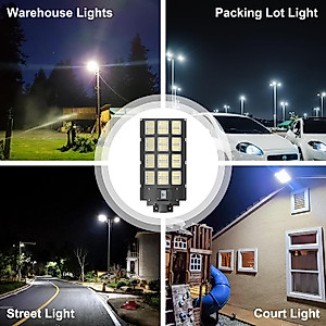 IOBZSM 3-Pack Solar Street Light - 3200W Outdoor Parking Lot Lights, 240000 Lumens, Dusk to Dawn Motion Sensor, IP67 Waterproof, Solar Street Light Outdoor,Commercial Grade