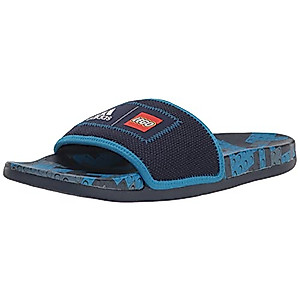 adidas Unisex Adilette Comfort Slides Sandal, Dark Blue/Chalk White/Blue Rush, 14 Women/13 Men