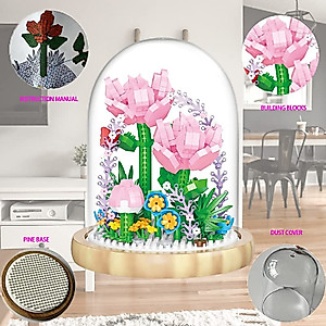 FLOWERKITY Building Blocks Flower Set Carnation Bouquets Mini Blocks with Dust Cover, Botanical Collection Gifts for Adults, Women… (Pink Carnation)