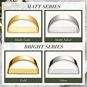 Stainless Steel Napkin Rings Metal Napkin Ring Holders Modern Ring Holder Serviette Buckles Metallic Adornment for Table Settings Kitchen Dinner Party Wedding (Matte Gold Semicircle, 10 Pcs)