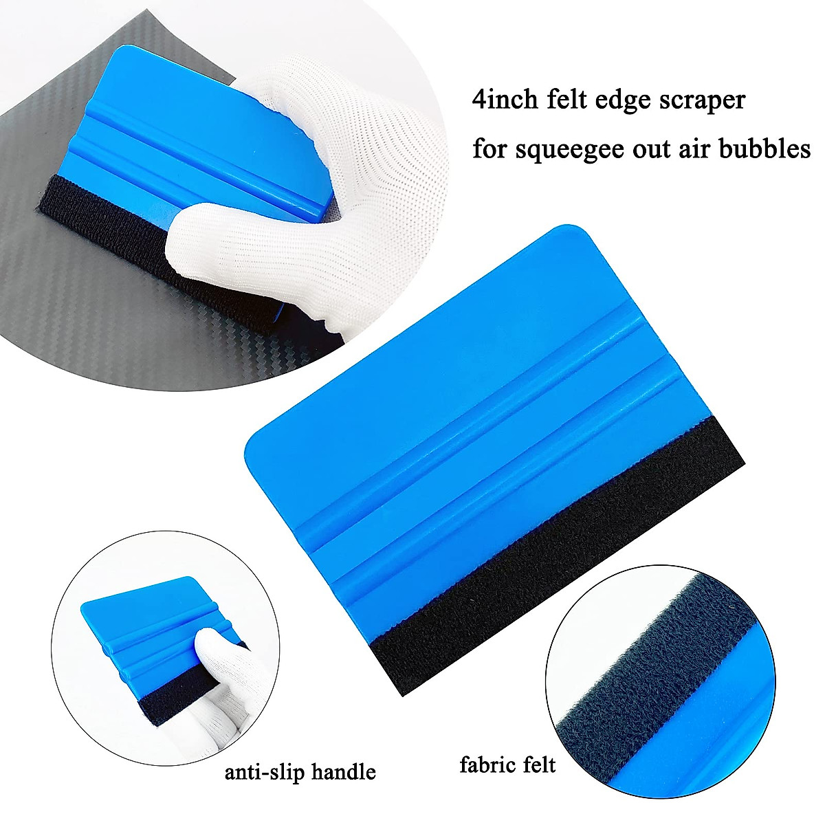 Car Wrapping Vinyl Tool Kit Window Film Tint Tools Set with Car Wrap Edge Trimming Squeegee, Vinyl Squeegee, Utility Knife Blade