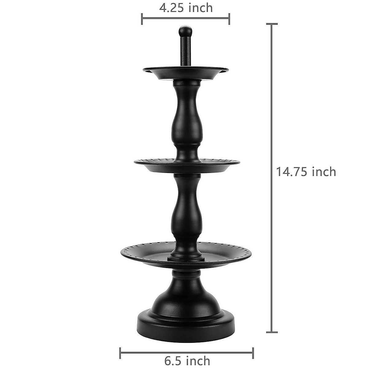 MyGift 3-Tier Black Metal Fountain Earring Holder Organizer and Ring Dish Jewelry Stand