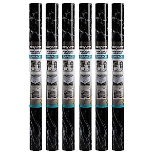 EasyLiner Adhesive Shelf Liner for Cabinets & Cupboards, Easy to Install & Cut to Fit, Self-Adhesive Shelf Paper, Peel and Stick, Easy to Clean & Removable, 90 Total Feet, Black Marble,20 in. x 15 ft.