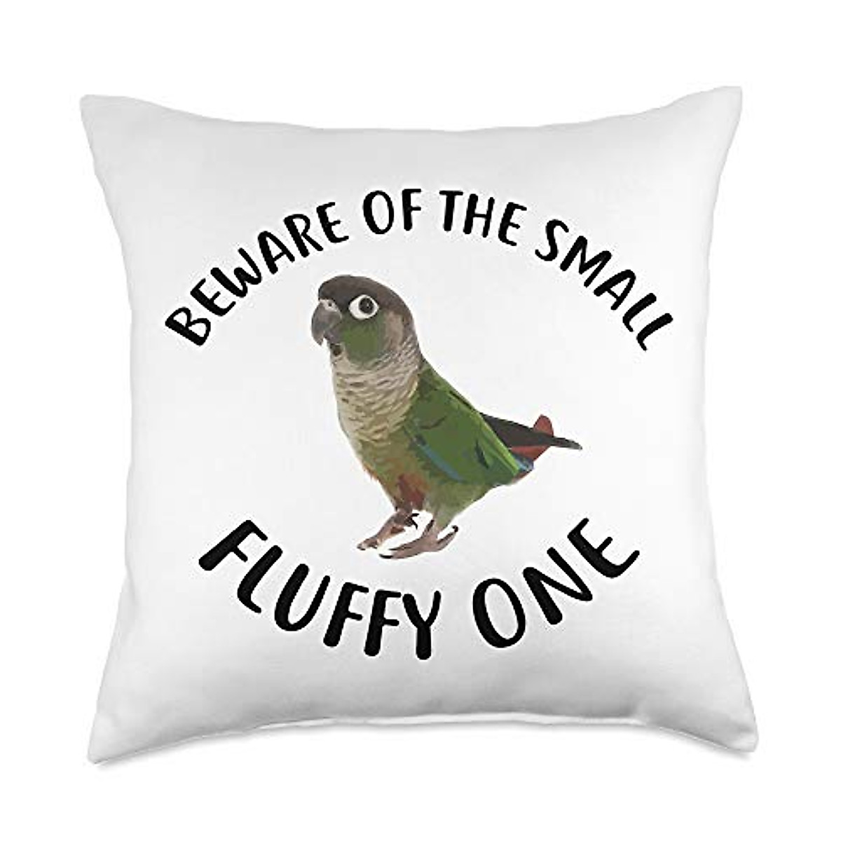 Cute Green Cheek Conure Parrot Design Funny Beware of My Green Cheek Conure Parrot Lovers Gift Throw Pillow, 18x18, Multicolor