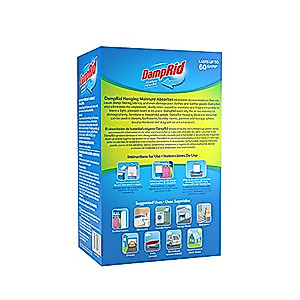 DampRid Hanging Bag, Moisture Absorber, 1 box of 3 bag (16 oz. each bag.), Blue