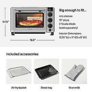 Tovala Smart Oven, 5-in-1 Air Fryer Oven Combo - Air Fry, Toast, Bake, Broil, and Reheat - Smartphone Controlled Countertop Convection and Toaster Oven - With Tovala Meal Credit ($50 Value) - WiFi