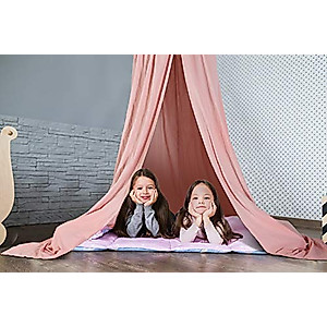 CeeKii Canopy for Girls Bed, Round Dome Hook Cotton Princess Mosquito Net Canopy Kids Bedroom Games Reading Tent Nursery Play Room Decor (Pink)