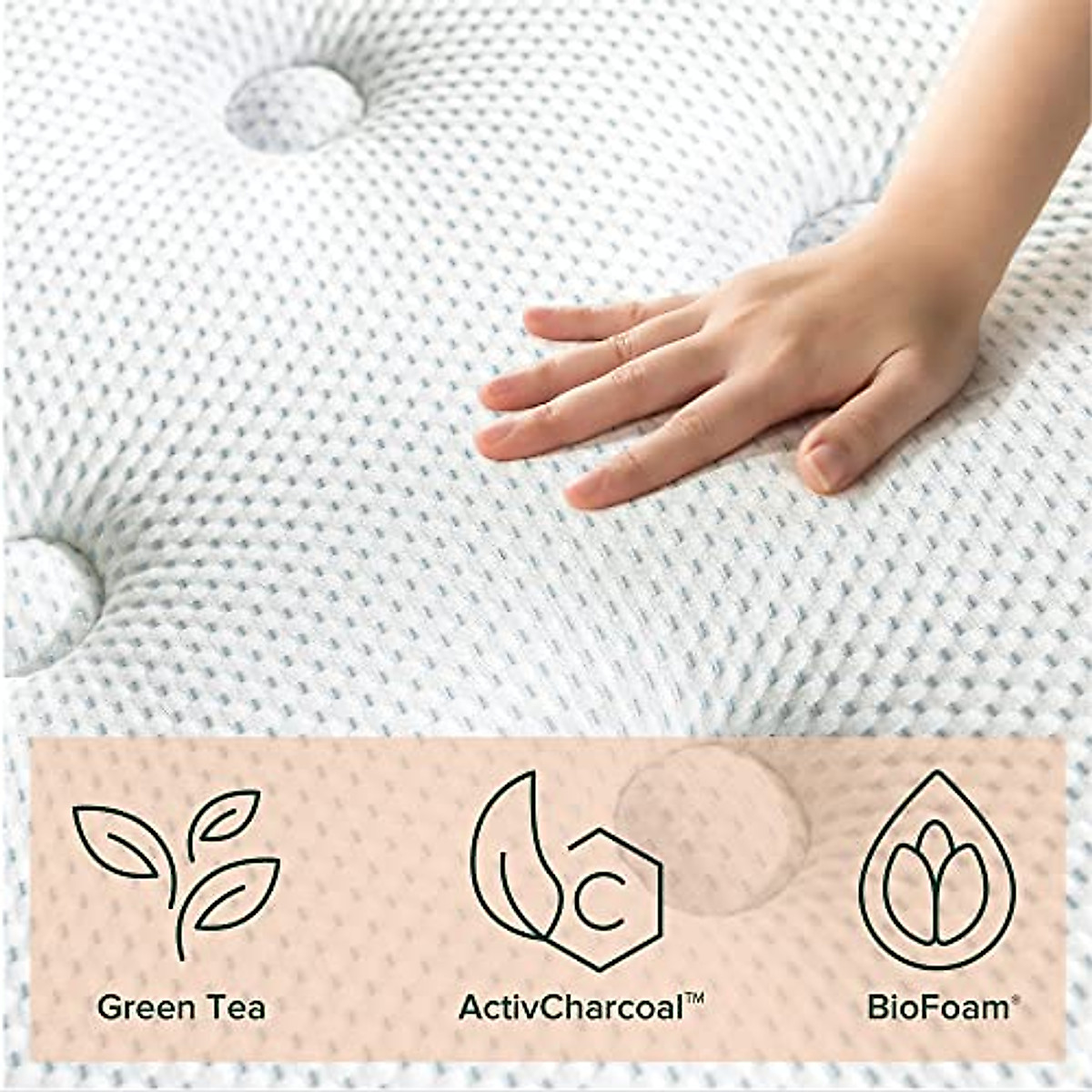 ZINUS 12 Inch Green Tea Cooling Gel Memory Foam Hybrid Mattress / Pocket Innersprings for Motion Isolation / Edge Support, Full White
