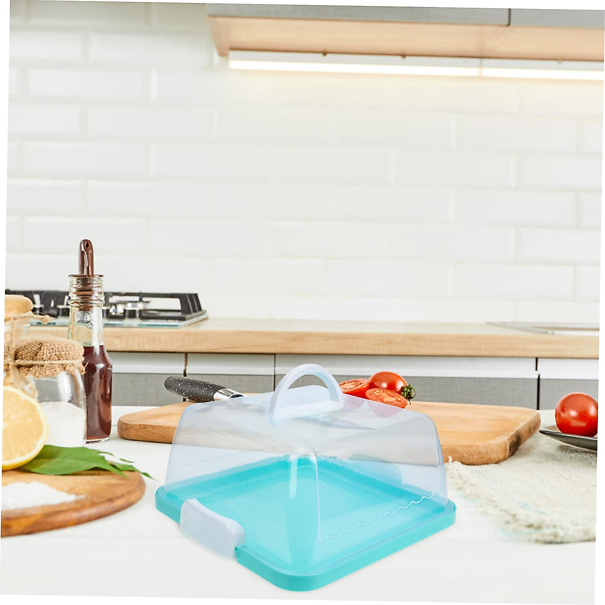 Portable Cake Box Paper Cups with Lids Chocolate Cortes Chocolates Box Cake Carrying Case Wedding Cake Carrier Container Cake Carrier with Lid and Handle Plastic Blue Mini Pie