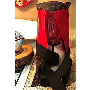 Blender Cover for OSTER. Kitchen design: Lady Bug/Black-Red Dots. Dress for blender-Ribbons to make your own adjustable bow.