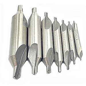 7pcs/Set High Speed Steel Center Drill Bits Kit 60-Degree Angle Center Drill Bits Kit Countersink Tools for Lathe Metalworking Size 1.0 1.5 2.0 2.5 3.0 4.0 5.0
