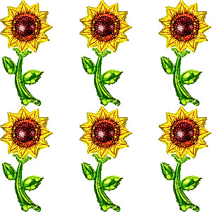 6 Pieces 36 Inch Sunflower Balloons Sunflower Birthday Party Decorations Supplies Yellow Aluminum Foil Balloon Garland for Summer Sunflower Theme Party Wedding Baby Shower Decor