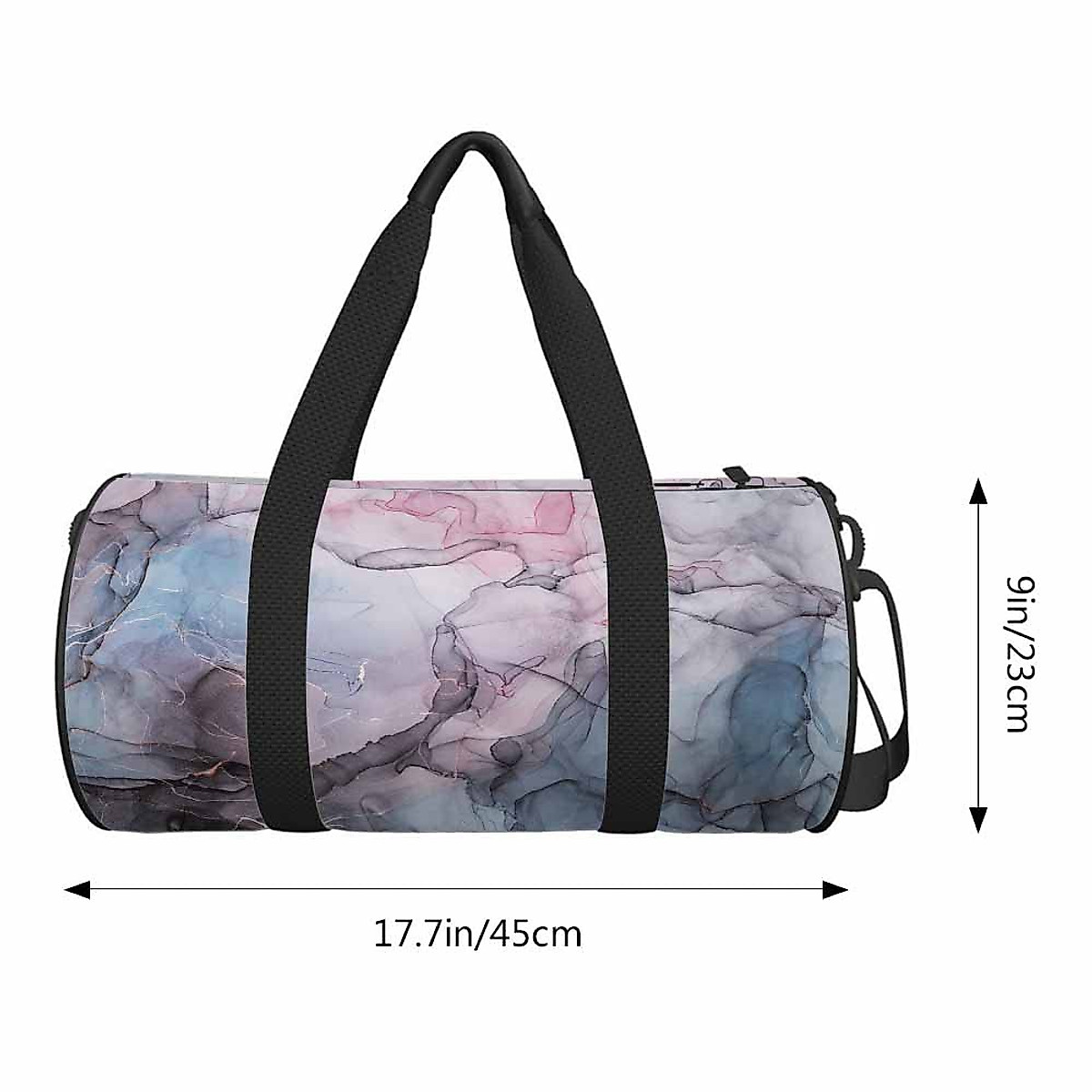 AOYEGO Marble Sports Duffle Bag Modern Fluid Alcohol Ink Colors Translucent Mixing Acrylic Paints Men Women Weekender Bag For Traveling Tote Gym Bag Shoulder Overnight Bag Blush Blue