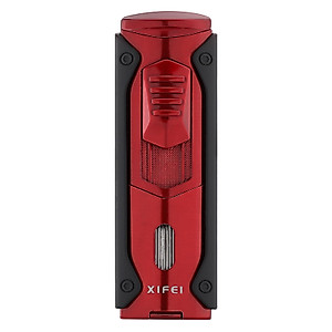 XIFEI Cigar Lighter Jet Flame Refillable Butane Lighter with Cigar Punch (Grey)