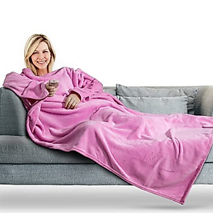 UHdod Wearable Throw Blanket Oversized Comfy Blanket Hoodie for Sofa, Cozy Blankets Gifts for Women Men Mom, 71" x 63"