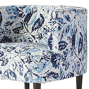 Roundhill Furniture Isla Chenille Oversized Living Room Barrel Accent Chair with Arms, Lyanna Indigo