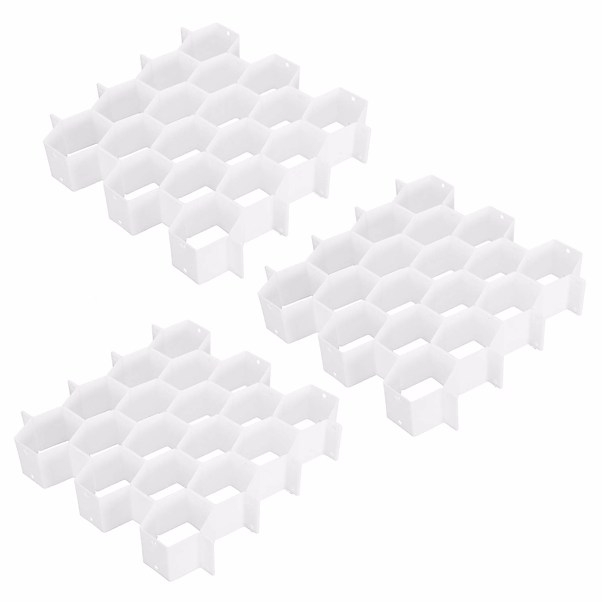 Foraineam 3 Pack Honeycomb Drawer Organizer Plastic Partition Cabinet Clapboard Storage Boxes Closet Organizer Drawer Dividers