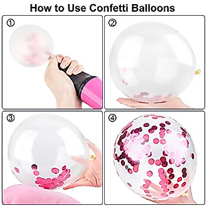 Grehge ces Pink Ribbon Latex Balloons Breast Cancer Awareness Balloons Transparent Confetti Glitter Balloons Set Printed Balloons with Ribbons for Charity Fundraiser Party Supplies, 8 Designs