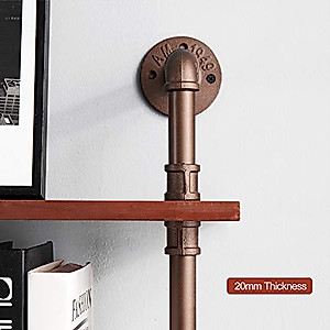 ivinta 2-Tier Floating Shelves Industrial Pipe Shelf Wall Mounted Solid Wood Shelf Hanging Wall Bookshelf for Kitchen Office Ladder Shelf for Living Room Bathroom