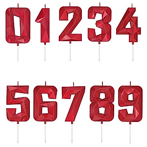 DERVENTA Birthday Candles Big Numbers 3D Red 3.7 inch Party Cake Topper 1 Piece (Number 8 Red)