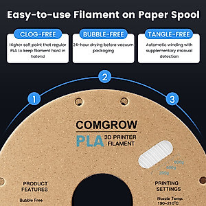 Comgrow PLA 3D Printer Filament Black and PLA 3D Printer Filament White