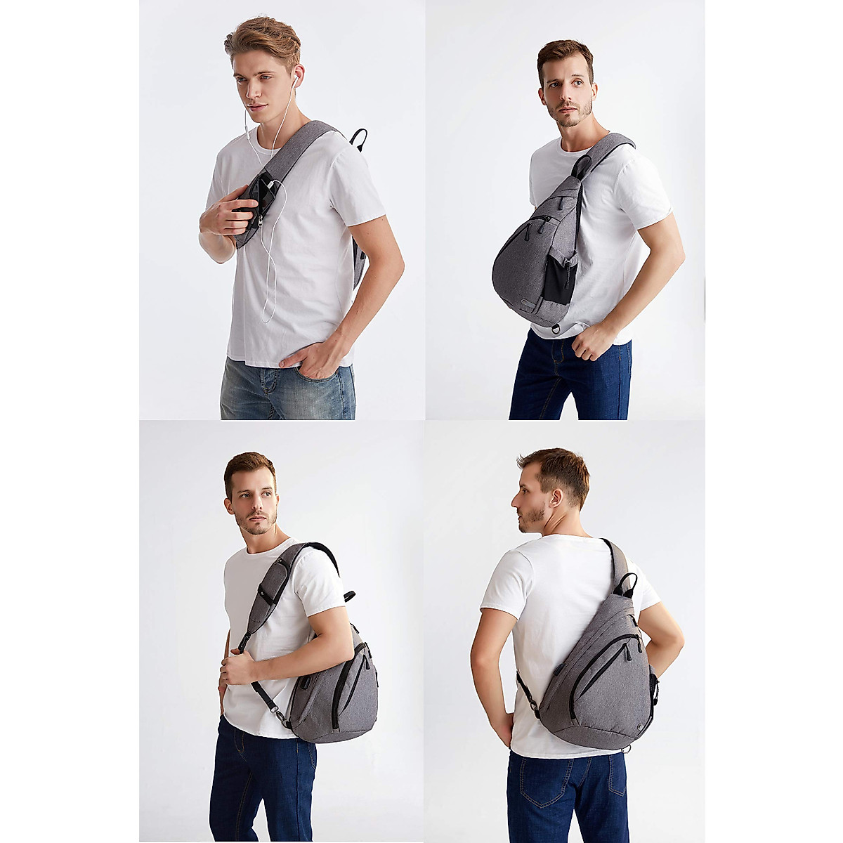 TurnWay 2023 Water-Proof Sling Backpack/Crossbody Bag/Shoulder Bag for Travel, Hiking, Cycling, Camping for Women & Men (GRAY)