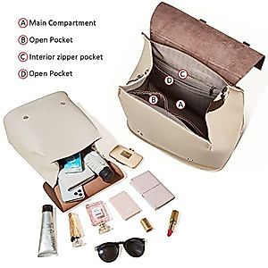 LAORENTOU Cowhide Leather Backpacks for Women Small Backpack Purse Convertable Straps Daypack Valentines Day (02 White, One Size)