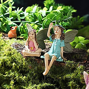 Roowest 16 Pieces Fairy Garden Accessories 10 Mini Garden Figurine Fairies Decor 2 Resin Hedgehogs 4 Mushroom Miniature for Pot Plants Mini Garden Lawn Yard Home Decorations