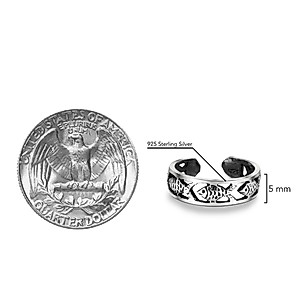 AeraVida Fish Filigree in 925 Sterling Silver Adjustable Band Toe or Pinky Ring | Fish Rings for Women | Fashion Jewelry Gift