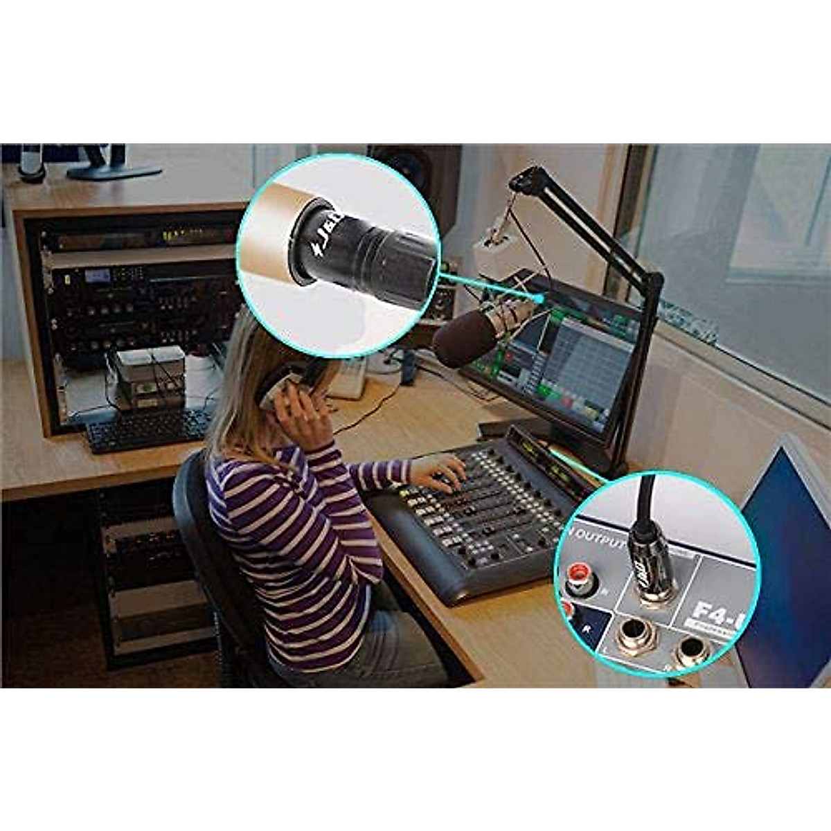 J&D XLR to 1/4inch (6.35mm) TRS Stereo Cable, 2 XLR Female to 6.35mm 1/4 inch TRS Male Unbalanced Interconnect Stereo Audio Cable for Speaker Mic Guitar Mixer AMP, 6 Feet