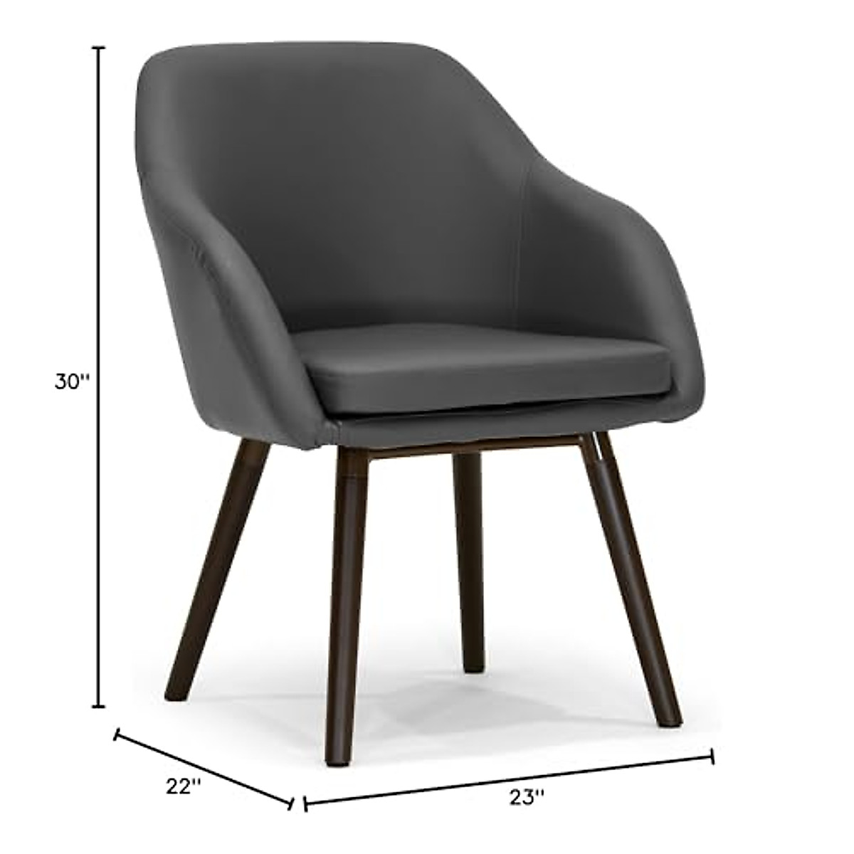 Glamour Home Set of 2 Adaya Grey Faux Leather Arm Chair with Beech Legs