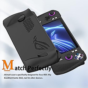 Miimall Compatible for ROG Ally Case, Asus Ally Silicone Case, Anti-Fingerprint Shock-Absorption Anti-Scratch Soft Silicone Skin Cover Protector Case for Asus ROG Ally Handheld 2023 Accessories-Black