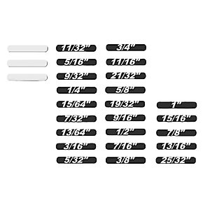 Identification labels compatible with toolbox widget vertical PRO wrench holders (SAE set, Black)