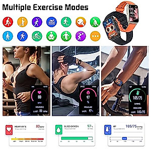 Smart Watches for Women Men with Call, Smart Watch Fitness Tracker With Blood Oxygen Blood Pressure and Sleep Monitor, 1.57'' Full Touch Screen IP68 Waterproof, for Android IOS Phone(with 2 bands)