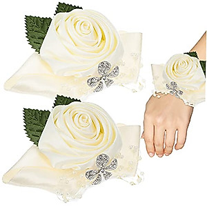 RORPOIR 2 Pcs Bridal Bouquet Corsage for Prom Wrist Corsage Prom Wrist Corsages Flower Wrist Corsage Corsages for Wedding Corsage Wristlet Band Bridesmaid Wedding Wrist Corsage Wristband