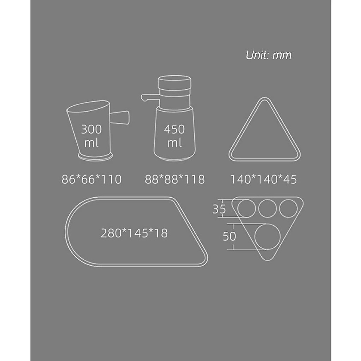 Soap Dispenser Hand Soap Dispenser 5-Piece Bathroom Accessory Set Terrazzo Lotion Dispenser, Mouthwash Cup, Toothbrush Holder, Tray Nordic Style Bathroom Set Decoration Gifts Manual Soap Dispenser Soa
