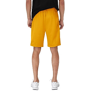 Hat and Beyond Mens Mesh Shorts Elastic Sports Gym Performance Workout Boxing Jersey Basketball Pants (X-Large, 1ih01_Yellow)