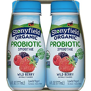 Stonyfield Organic, Low Fat Wild Berry Smoothie, 6 Fl Oz Bottles, 4Ct