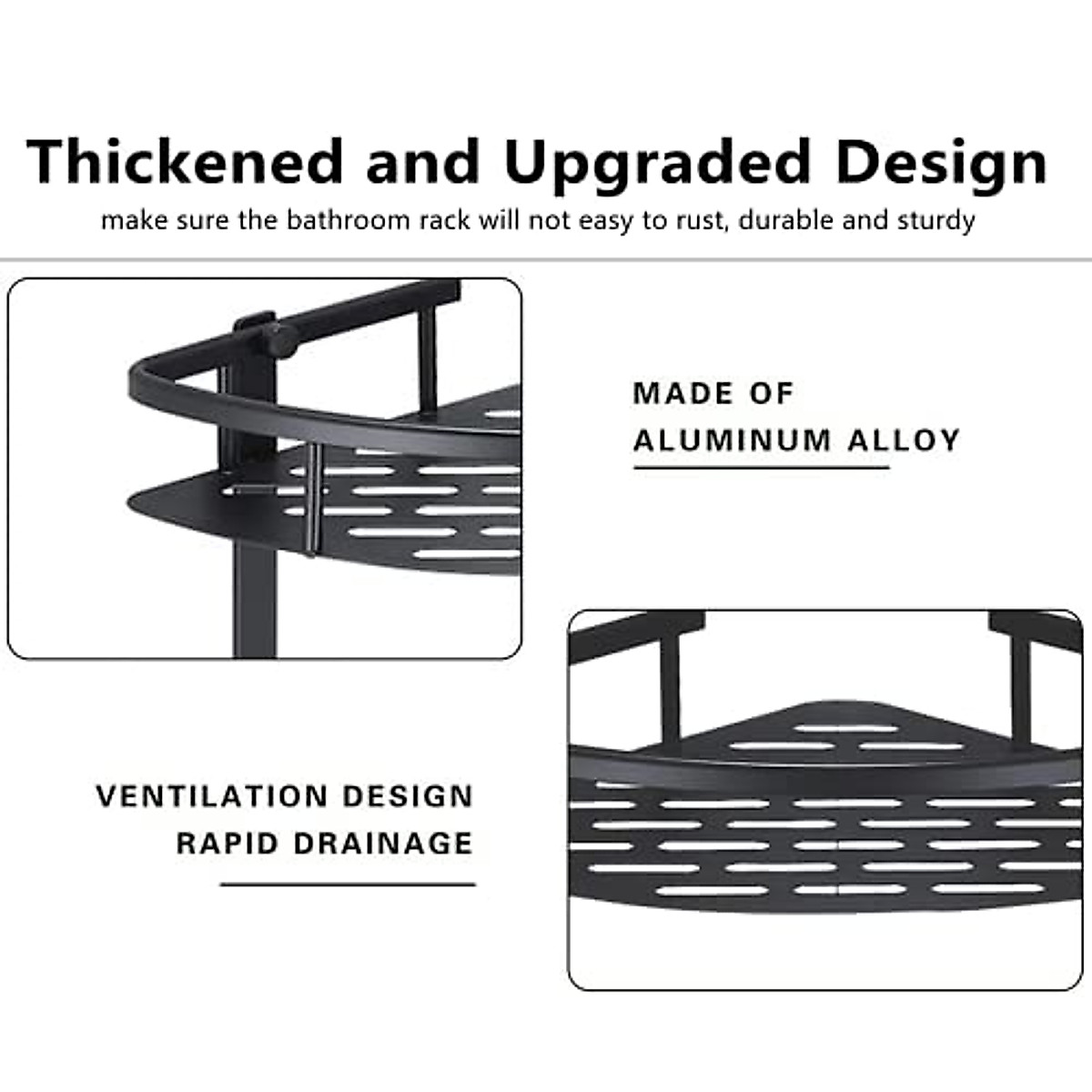 OVERWIND 2 Pack Corner Shower Caddy with 1 Soap Holder Adhesive Bathroom Shelf No Drilling Kitchen Racks Corner Shower Shelves Aluminum Shower Organizer Storage for Kitchen & Bathroom