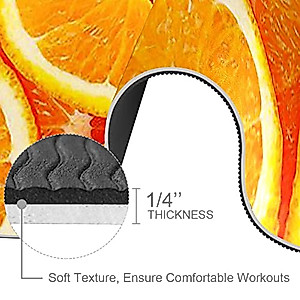 Yoga Mat, Yoga Mats for Home Workout, Workout Mat, Exercise Mats, Pilates Mat, Fruit Orange Art pattern