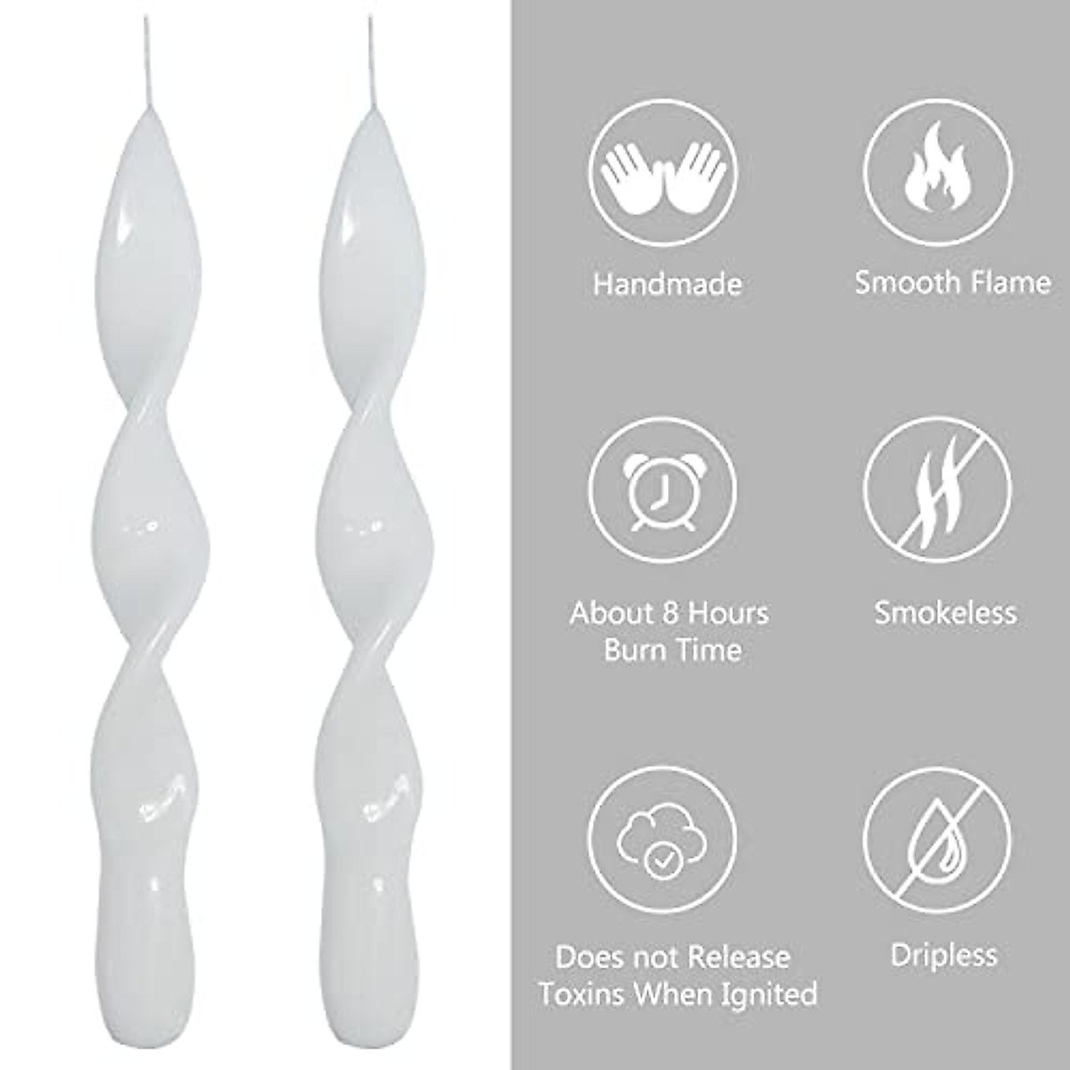 White Twisted Candlesticks Spiral Taper Candle Handmade Candles Sticks for Wedding Celebration Anniversary Church