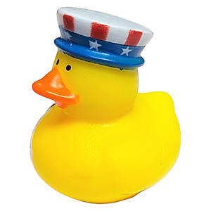 Cool 4th of July Rubber Duckies with USA Flag (2") Standard Size. (12 Pack) Cute Duck Bath Tub Pool Toys. (Patriotic Rubber Ducks)