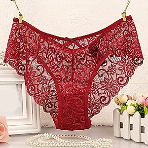 Underwear Women Sexy Panties for Women Naughty for Sex/Play Low Waist Cotton High Cut T-Back Thong Breathable See Through Plus Size Underwear Sexy Underwear for Women Red