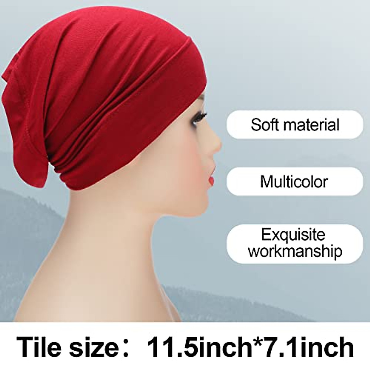 9 Pieces Women's Under Scarf Muslin Hijab Cap Solid Color Hijab Cap Dreadlock Cap Unisex Dreadlock Hair Wrap Muslimah Hijab Tube Cap