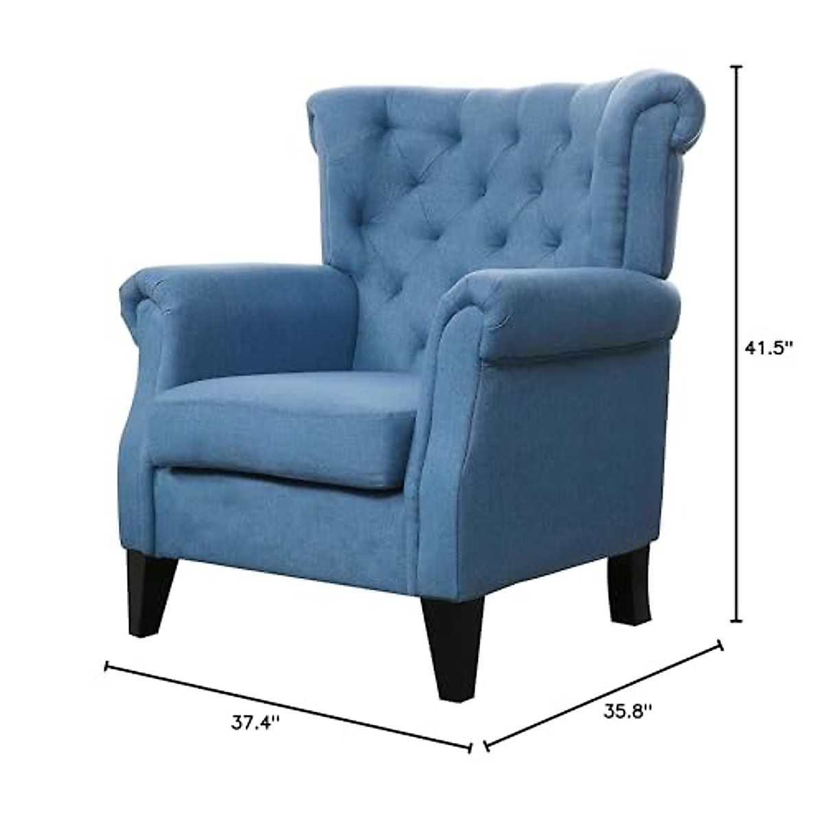 LOKATSE HOME Accent Chair Modern Club Armchair Indoor Furniture Comfy Upholstered Single Sofa for Living Room, Bedroom, Blue