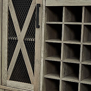 Home Source Bar Cabinet with Wine Rack and Glass Doors (Grey wash- Solid) (Wash Grey)