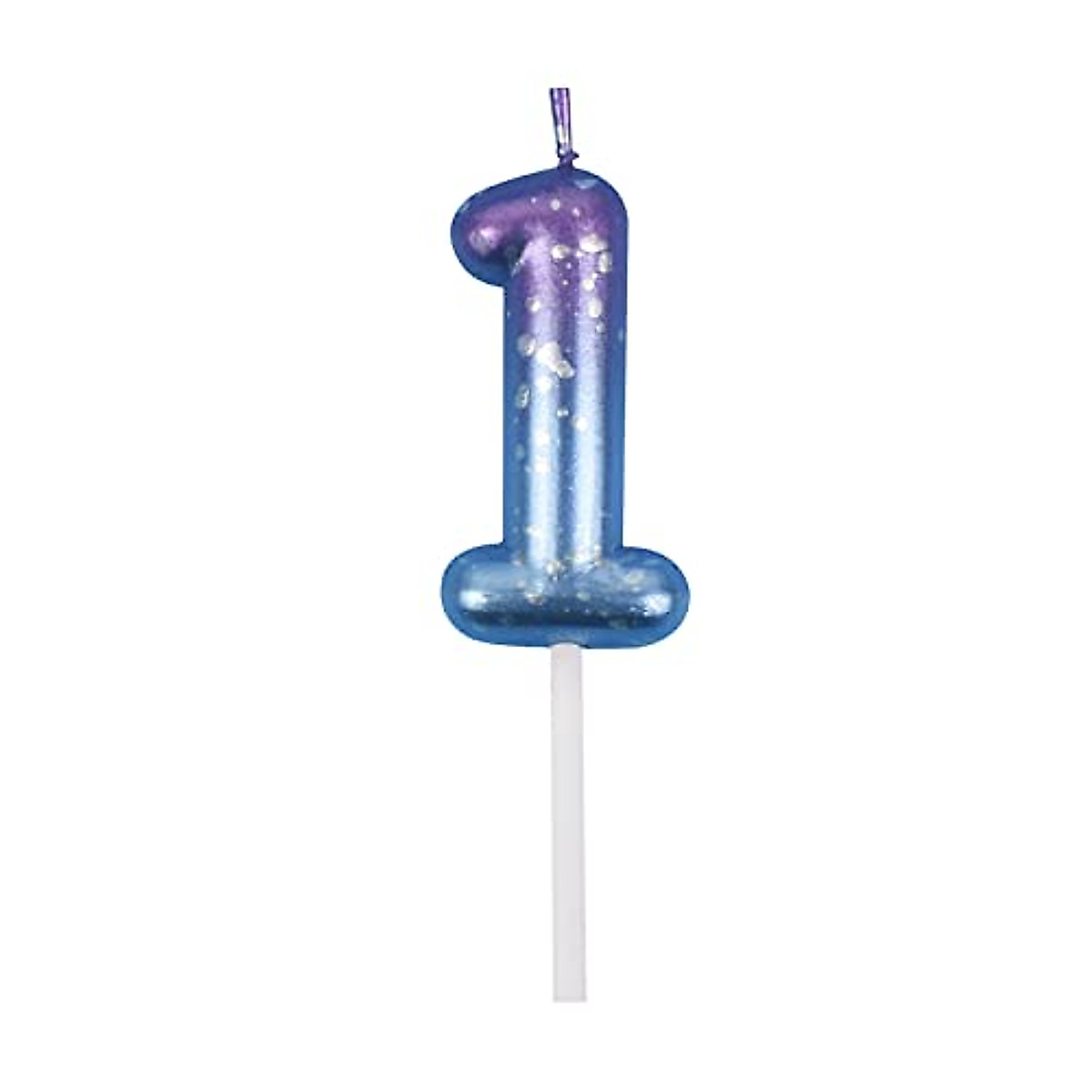 UVTQSSP Gradient Birthday Candle with Glitter Spots Cake Number Candles Decorations for Party Wedding Celebration Reunions Anniversary Anniversary Party Supplies (Purple + Blue Number 1)